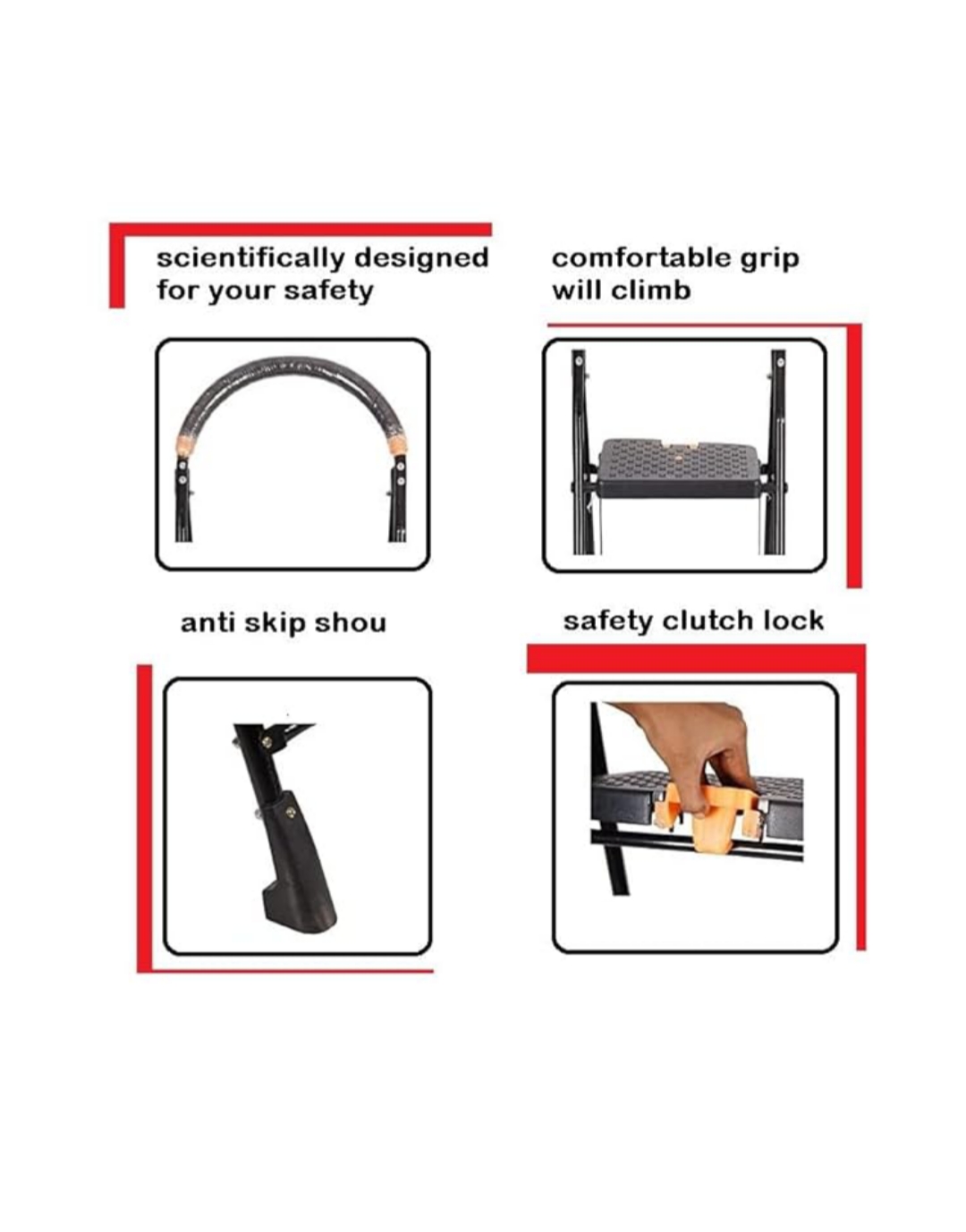 3 Step Ms & Plastic Black Ladder-Iron & Plastic Ladder